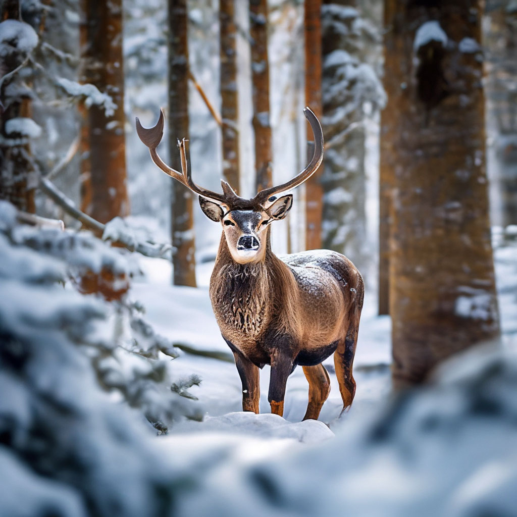 "Deer in the winter forest, professional photo, high resolution ...