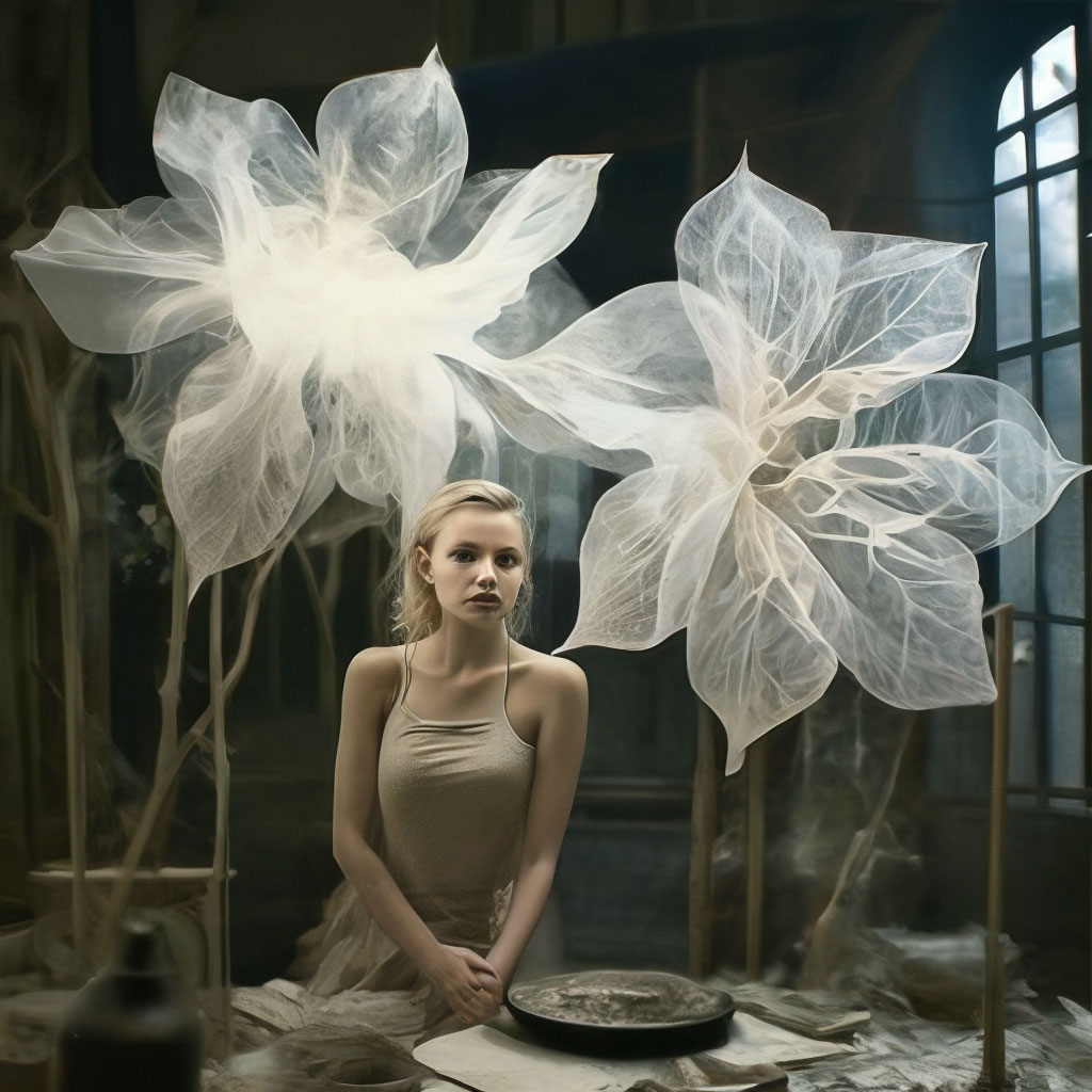 "Gangster chic, luminous flowers made of fine tracing paper" — image ...