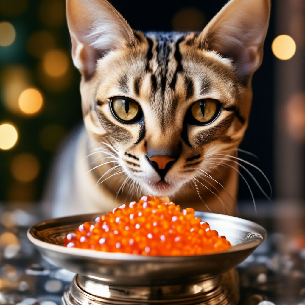 "A cat of the sokoke breed, who is doing well, she is fed red caviar, a ...