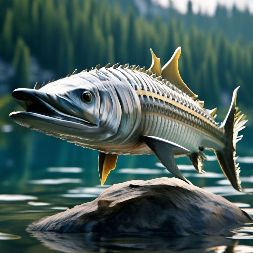 "King fish silver sturgeon, 🐟, in the Yenisei River, with a crown 👑 ...