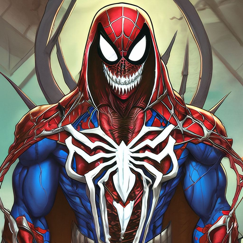 "Venom in a Spider-Man skeleton costume" — image created in Shedevrum