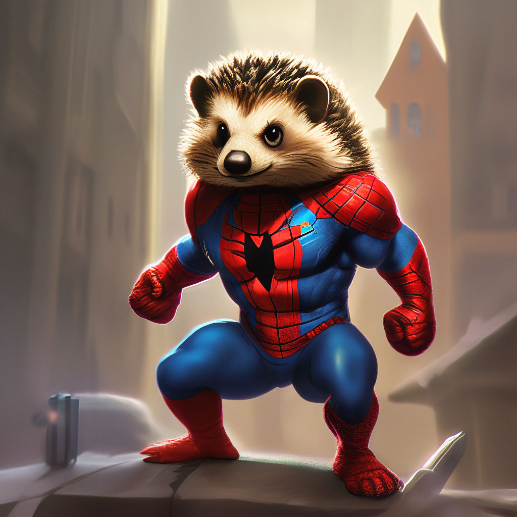 "Spider-man hedgehog" — image created in Shedevrum