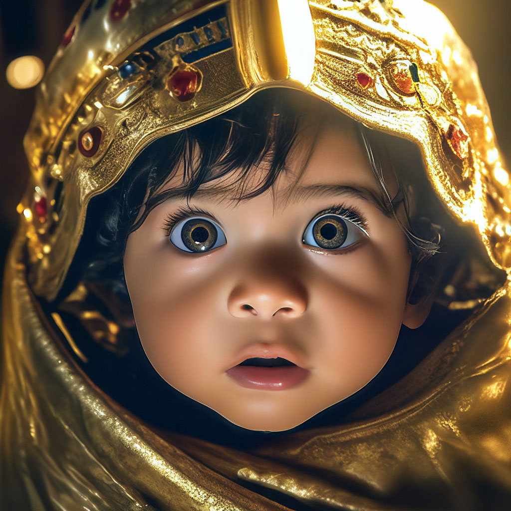 "Little Lord A child in a mantle, on his head a klaft, precious stones ...