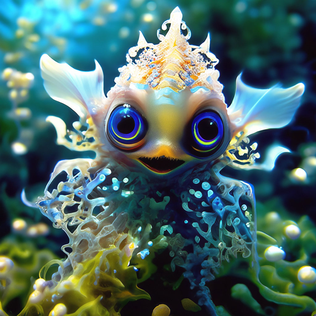 "🌊💧world water💧🌊 transparent light, pixie-gremlin-fish,huge black eyes ...