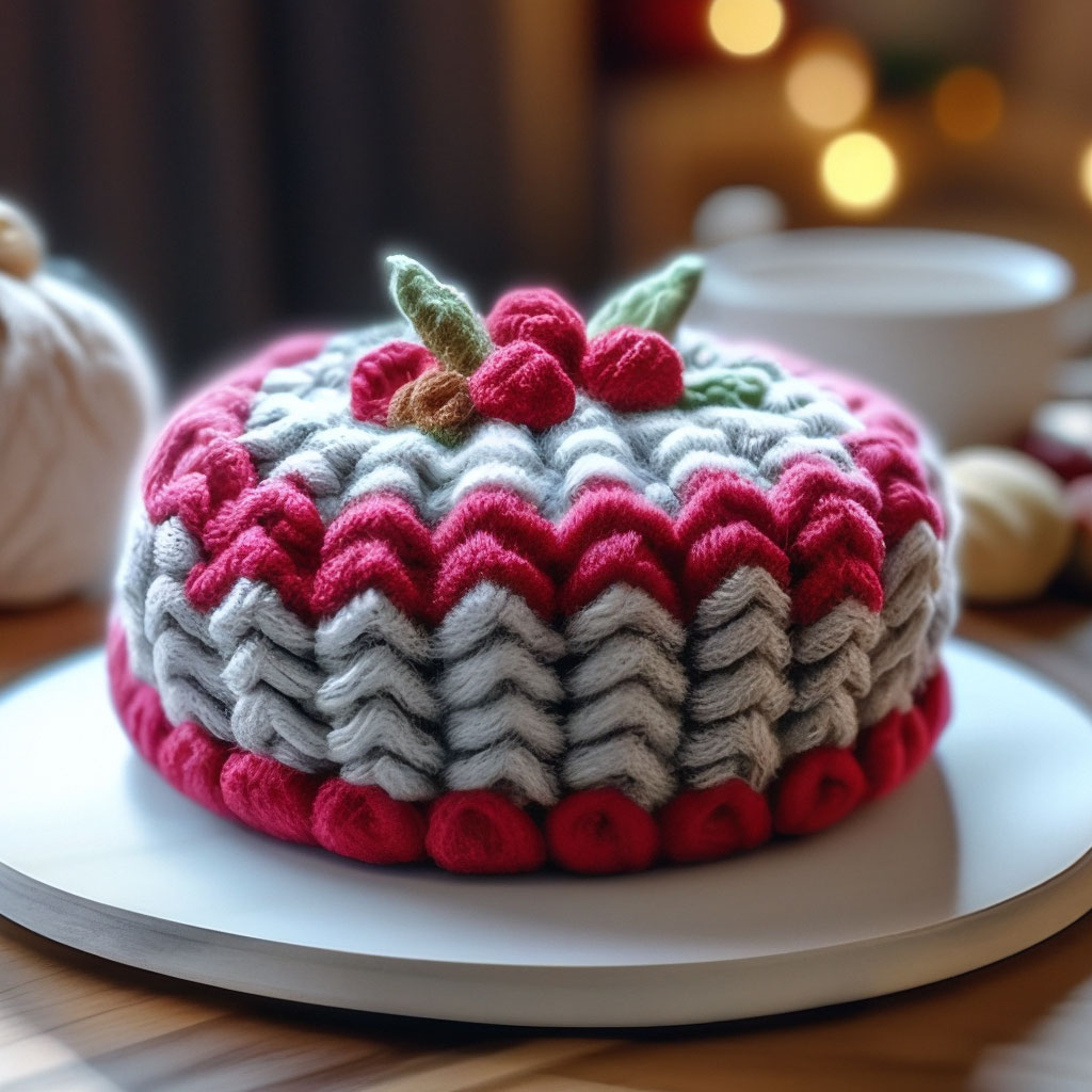"Knitted naraleon cake, realistic, professional photo, 4k, high detail ...