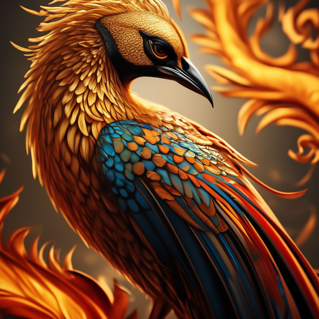 "Firebird, Indian-style drawing, photorealism, beautiful, sophisticated ...