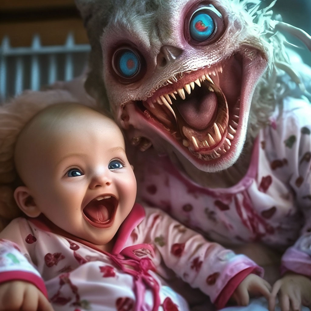 "Buka! Primordial Evil and Baby Girls in pajamas, happy and smiling ...