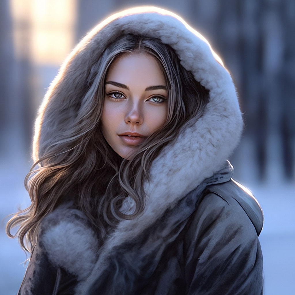 "Winter deep drawing, backlight,beautiful, 3d, 64k, high resolution ...