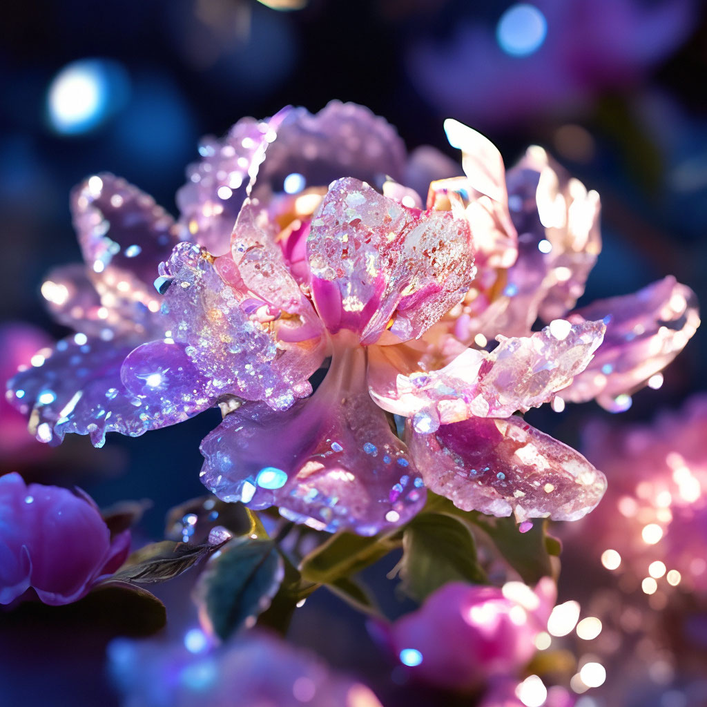 "Crystal peonies glowing inside with a very beautiful mother-of-pearl ...