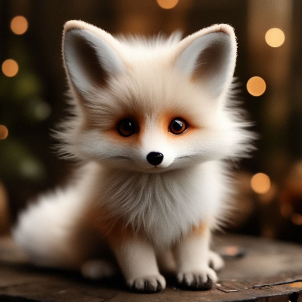 "Cute little white fluffy fox" — image created in Shedevrum