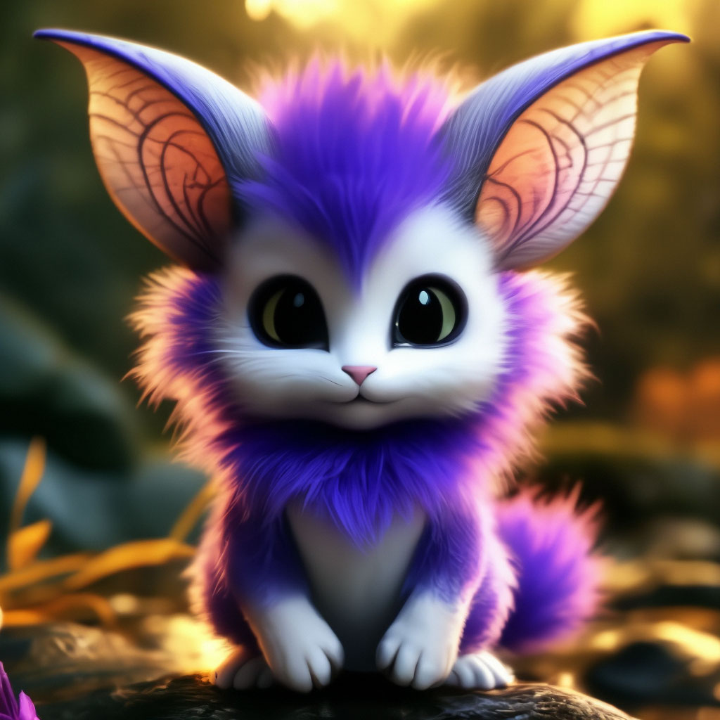 "Cute, Fabulous chibi fluffy unknown creature Jerboa +Cat + dragon ...