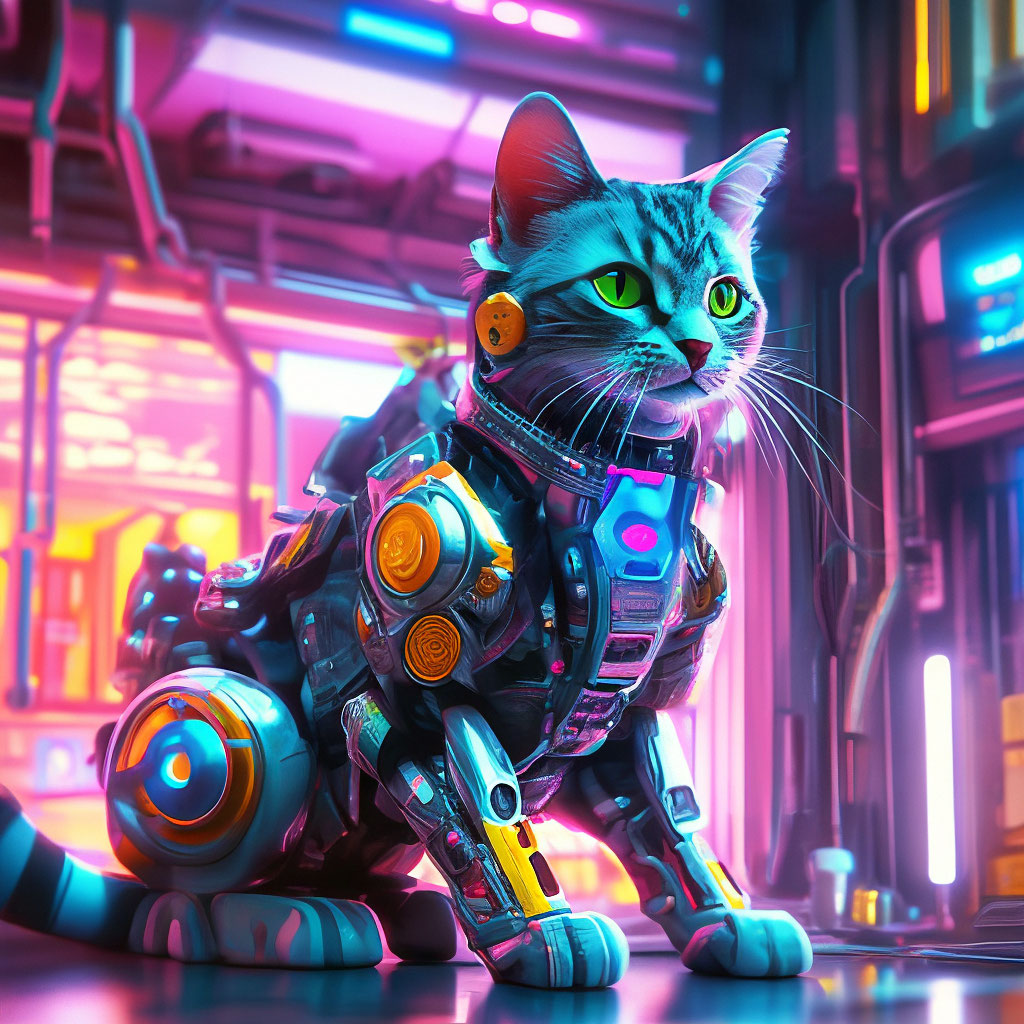"Cyborg cat" — image created in Shedevrum