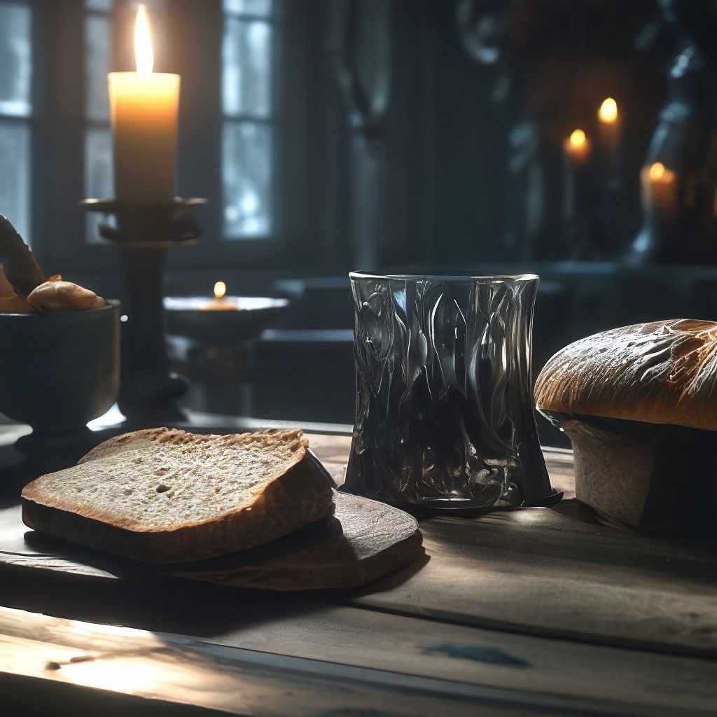 "Either a sorcerer or a young warlock is sitting at an empty wooden ...