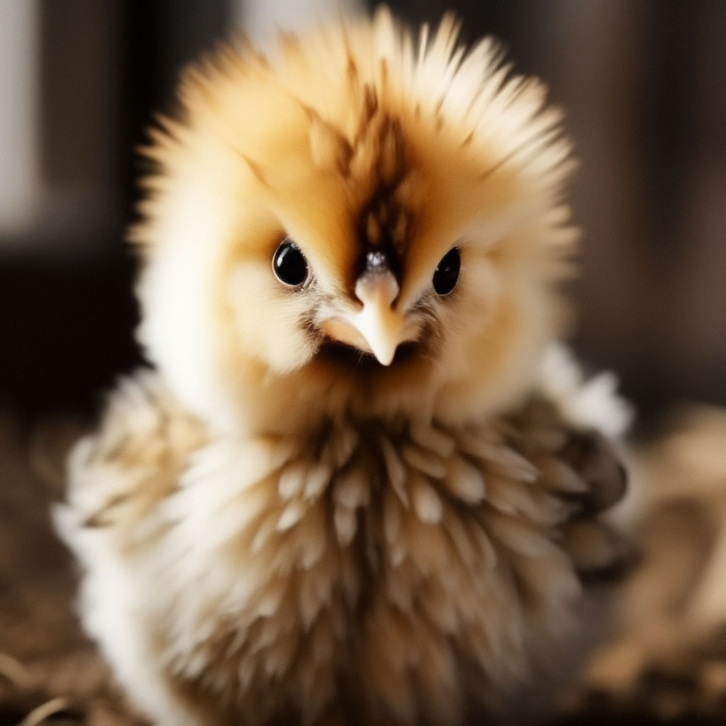 "Cute, fluffy chicken" — image created in Shedevrum