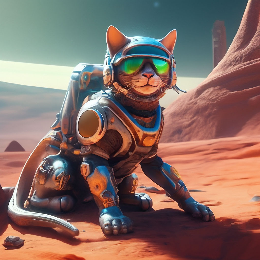 "The cat on Mars" — image created in Shedevrum