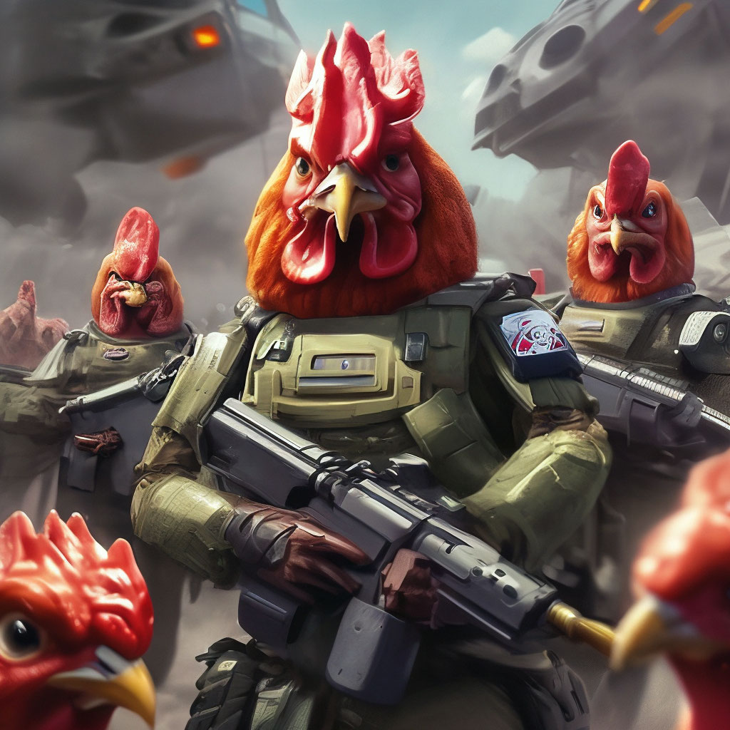 "Chicken special forces" — image created in Shedevrum