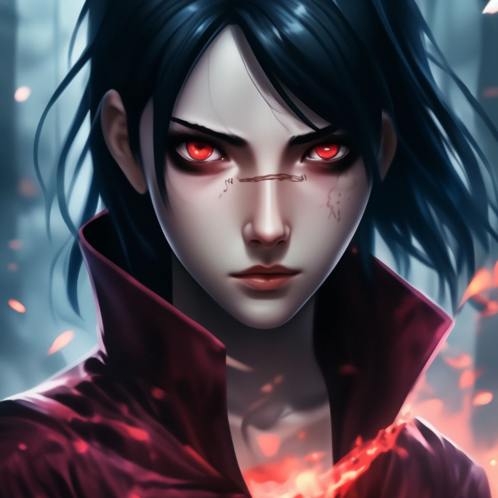 "Indifference composure cold anime dark-haired Sarada Uchiha with dull ...