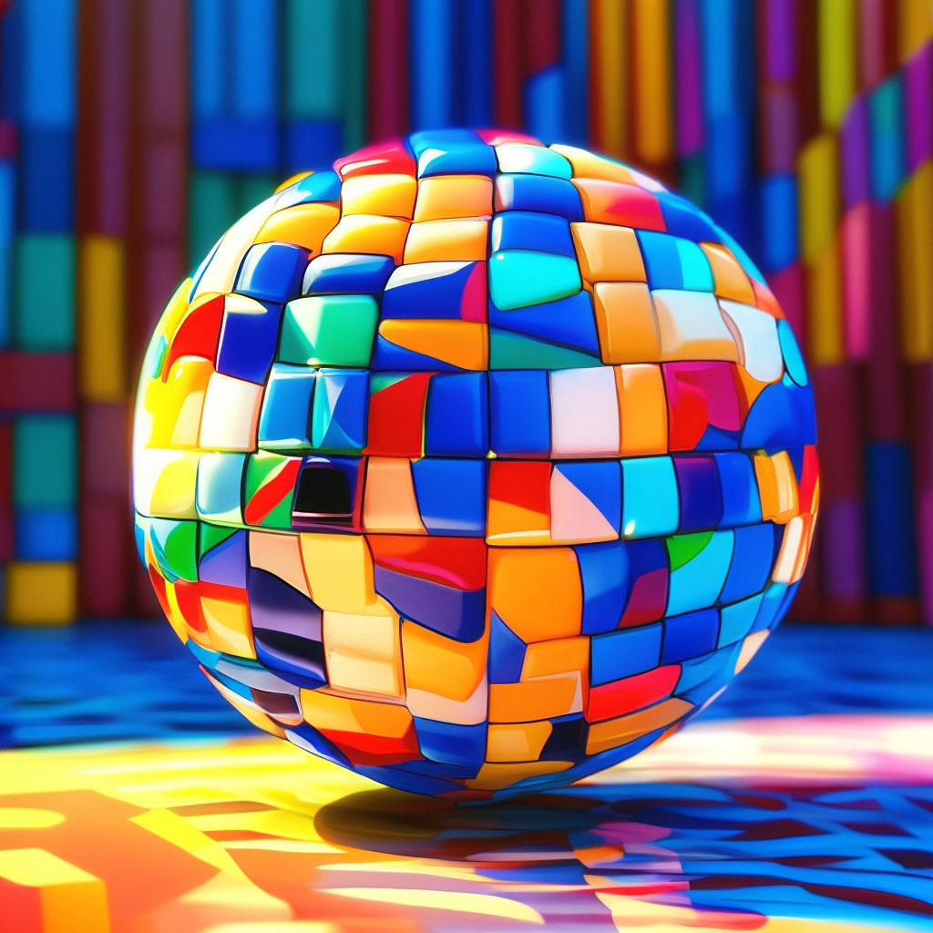 "The ball is drawn in the style of cubism, aesthetically pleasing ...