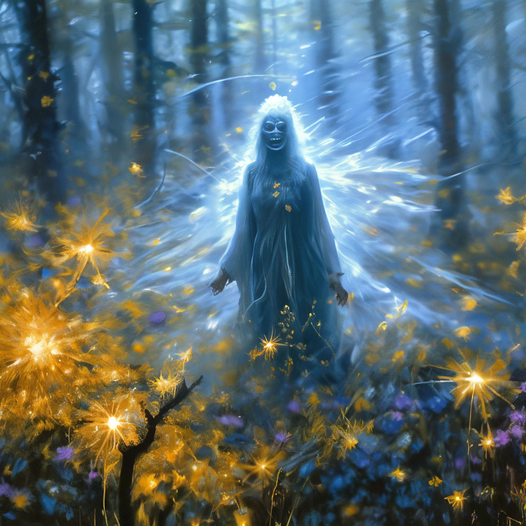 "A fantastic ghost in a dense forest, in a swamp, among heather ...