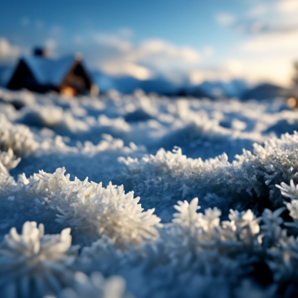"Snow drifts on a frosty sunny morning snowflakes are visible macro ...