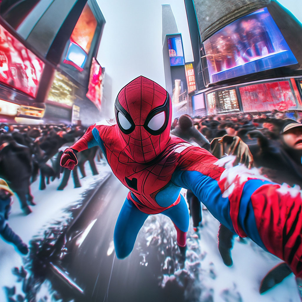 "First-person view from the eyes of Spider-Man, you can see your hands ...