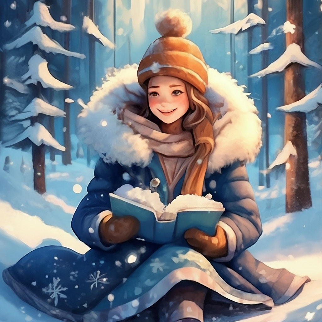 "Draw a beautiful winter, fabulous, book illustration" — image created ...