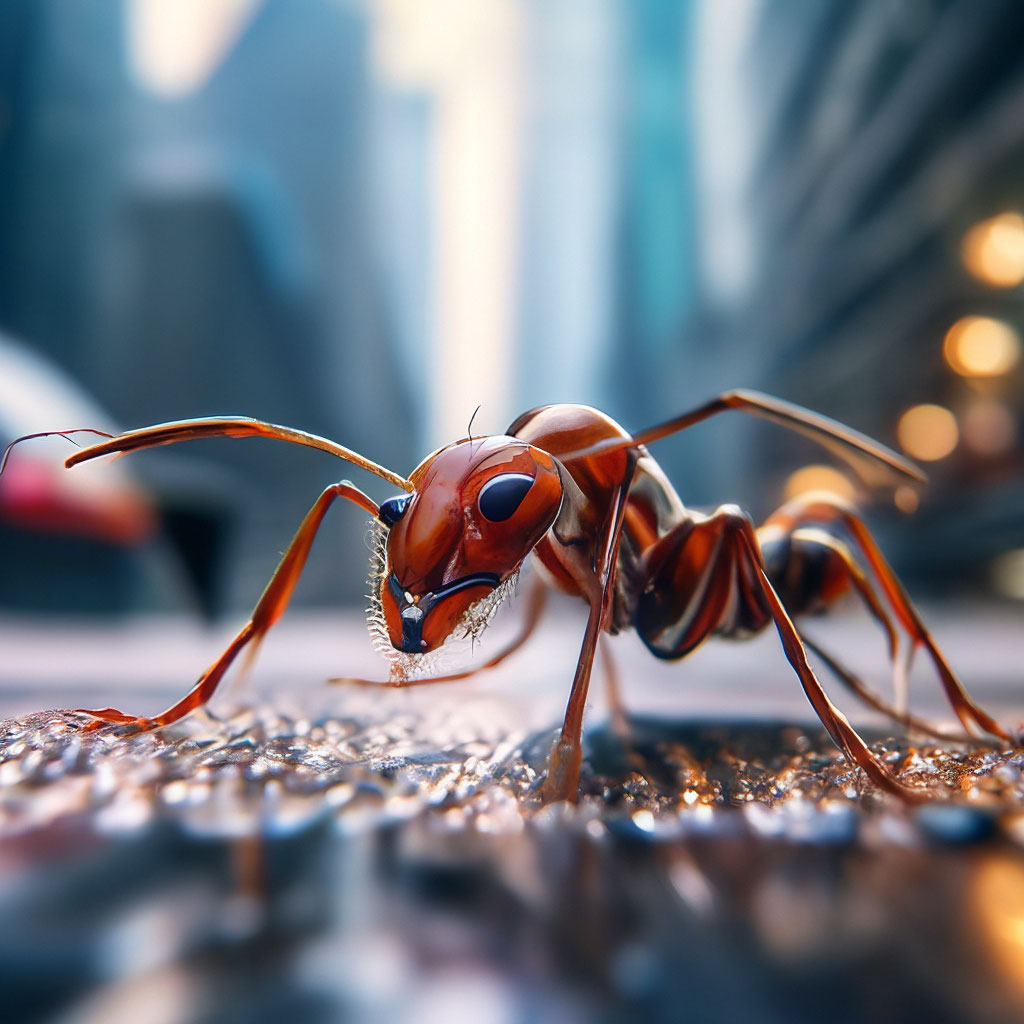 "Giant ant walks through the metropolis, beautiful, professional photo ...
