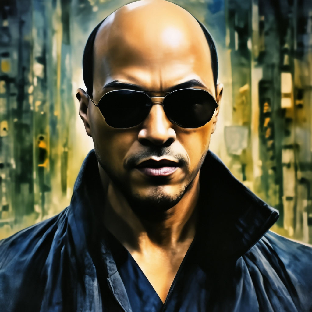 "Watercolor drawing, filmmatrix, morpheus, dark glasses" — image ...