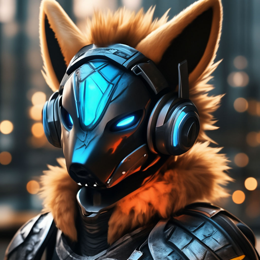 "Anthropomorphic fluffy protogen" — image created in Shedevrum