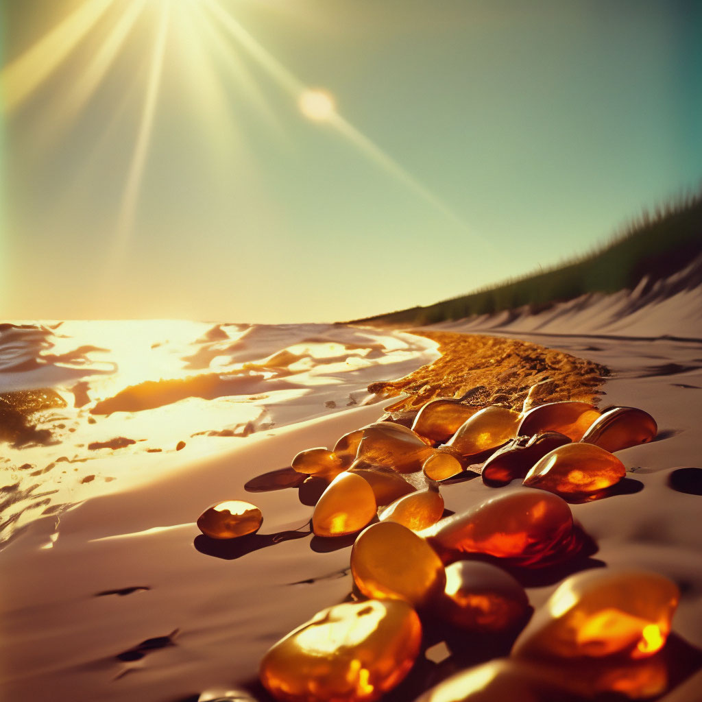 "Amber coast of the Baltic, sun lighting, professional photo ...
