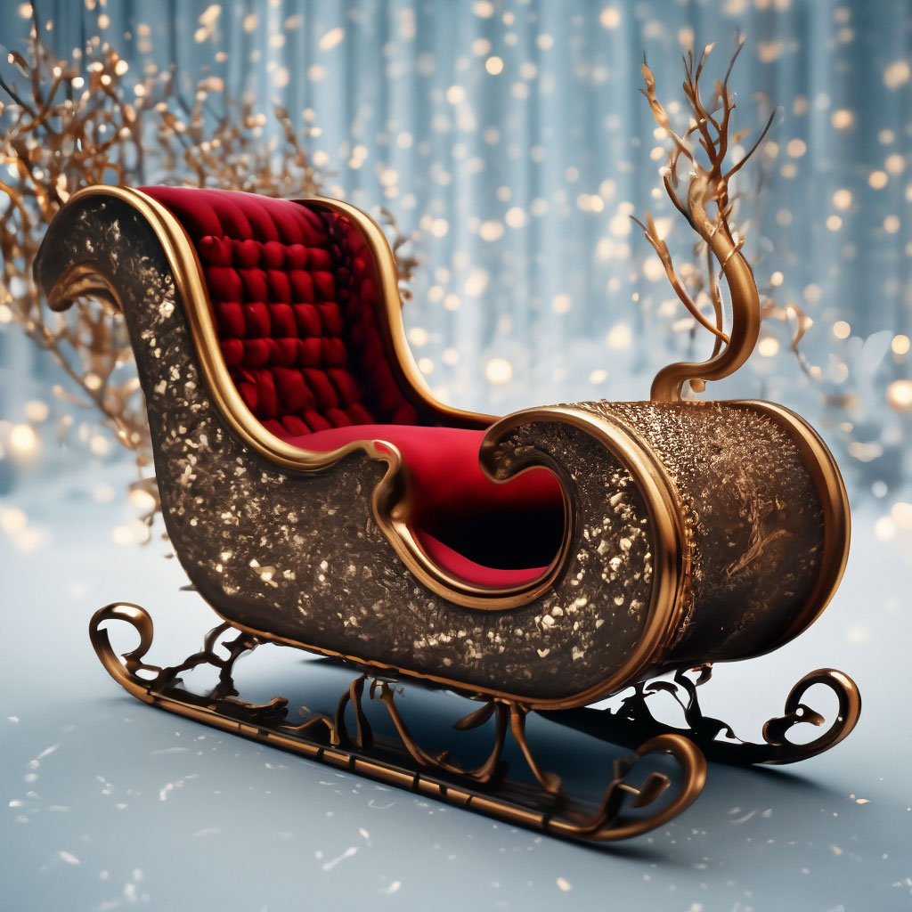 "Christmas sleigh shaped neuron connections in white background. 8k ...