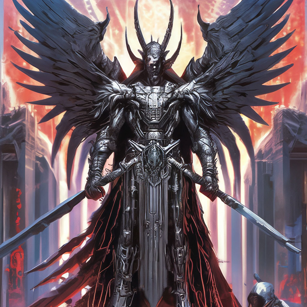 "Dark angel guardian of demons" — image created in Shedevrum