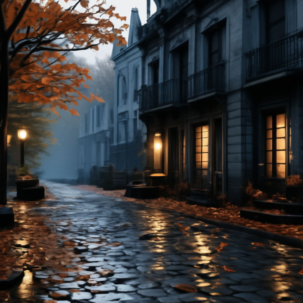 "Autumn vibe,autumn,realistic,damp,raw" — image created in Shedevrum