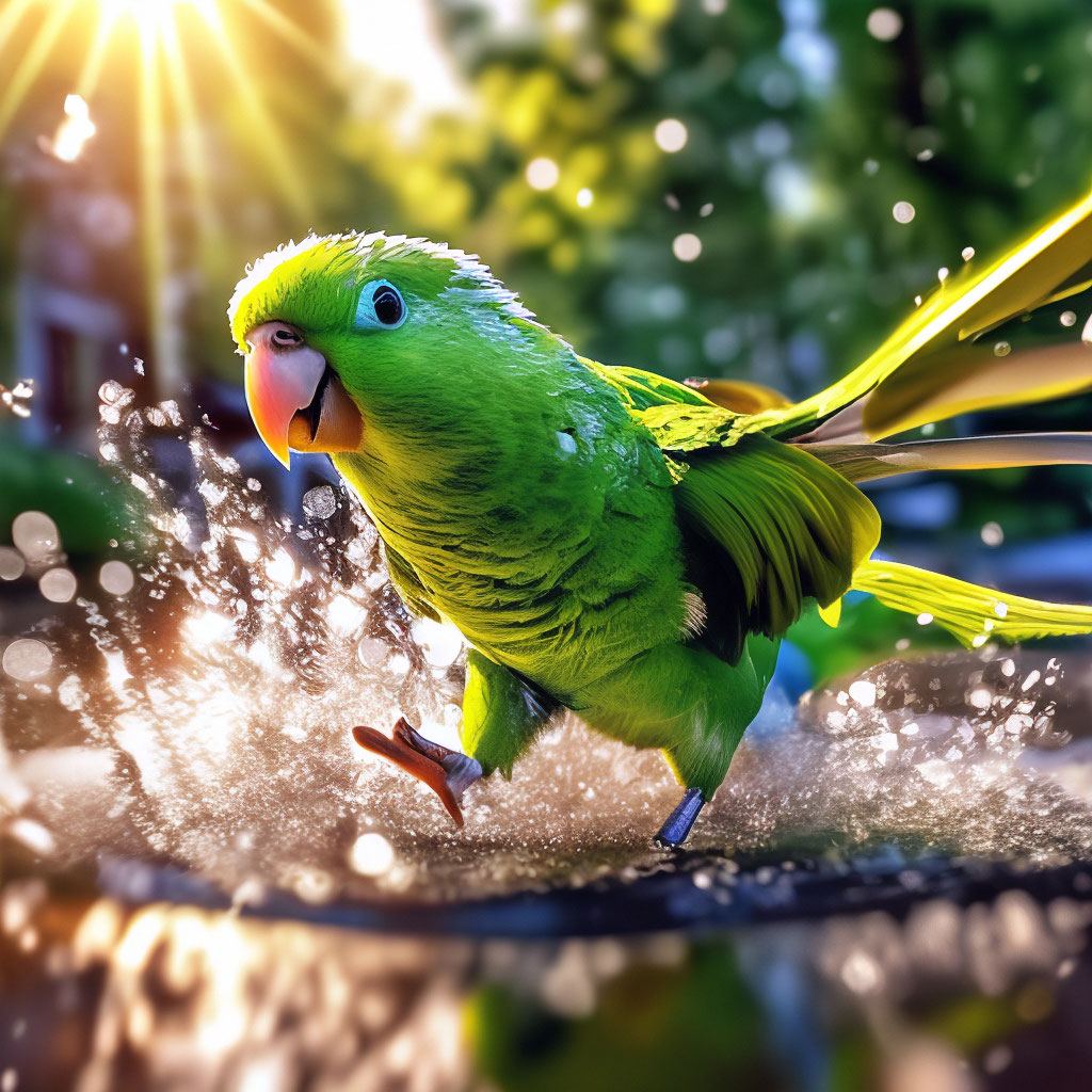 "🦊xelga)professional photo,megarealistic,precision,cute green parrot ...