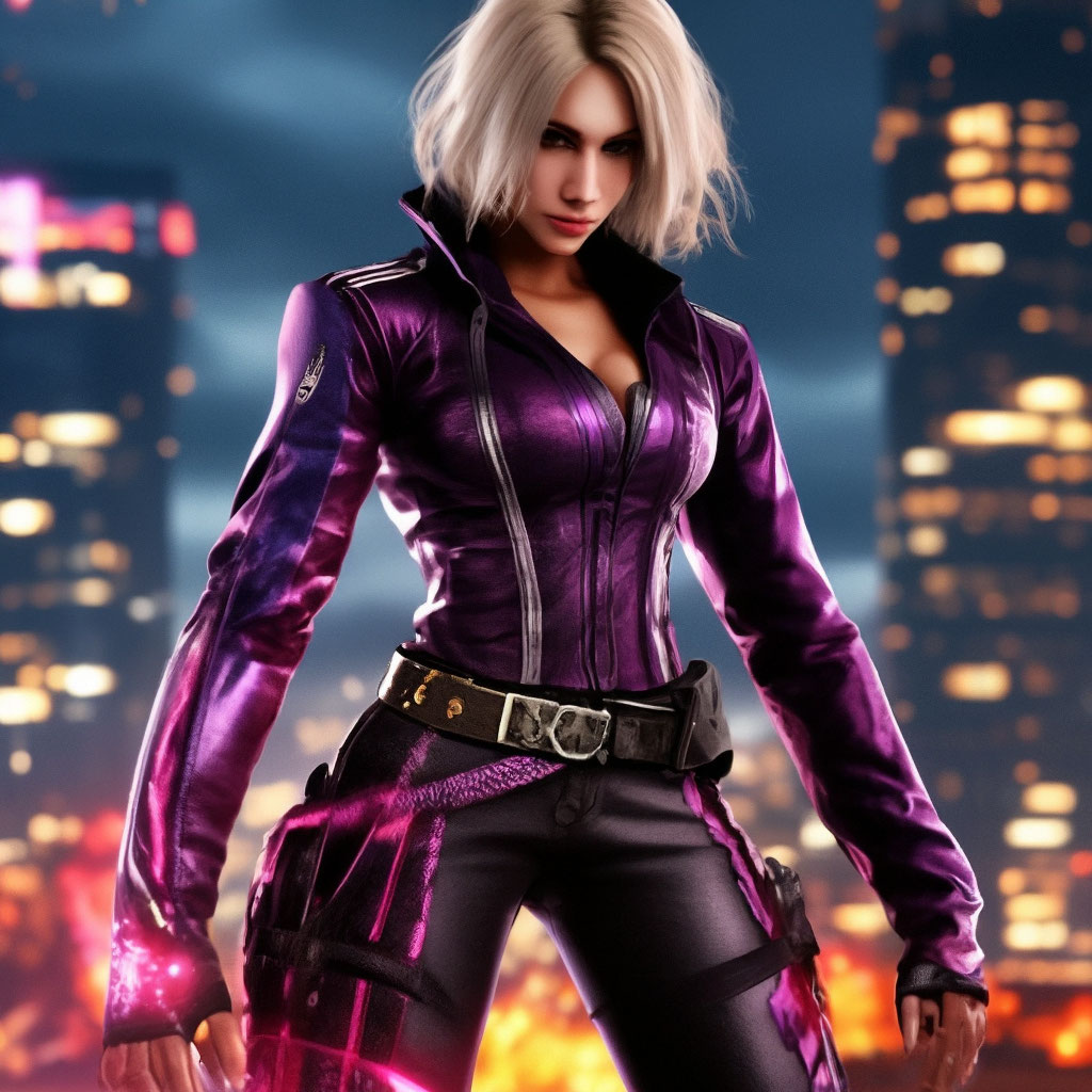 "Violet Tekken. full-height photo. high resolution." — image created in ...
