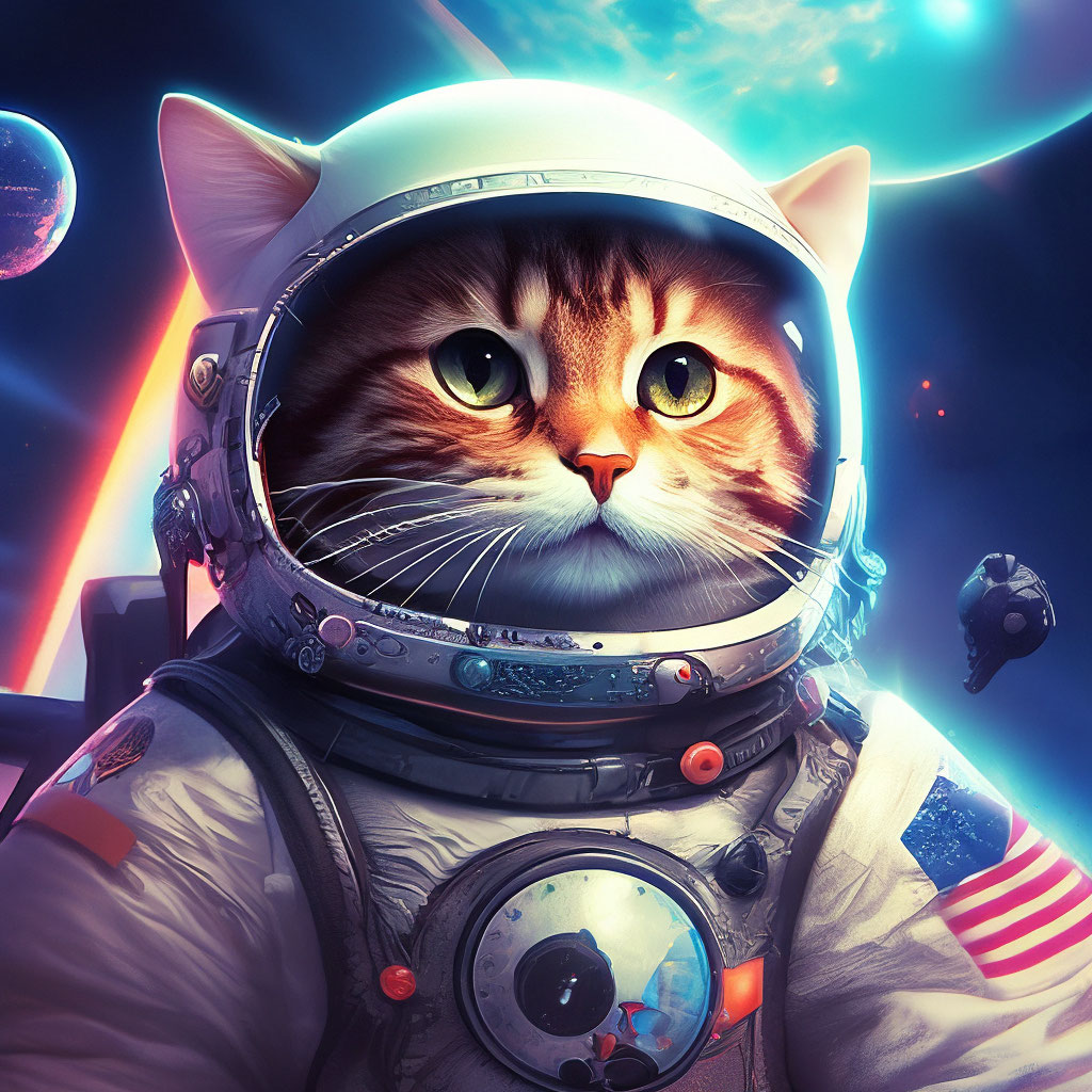 "Space cat" — image created in Shedevrum
