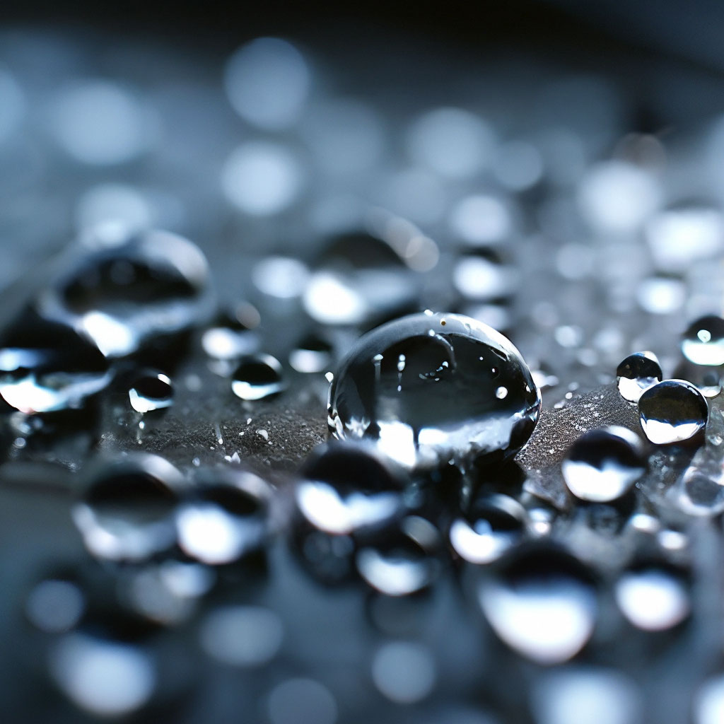 "Frozen water droplets macro photography" — image created in Shedevrum