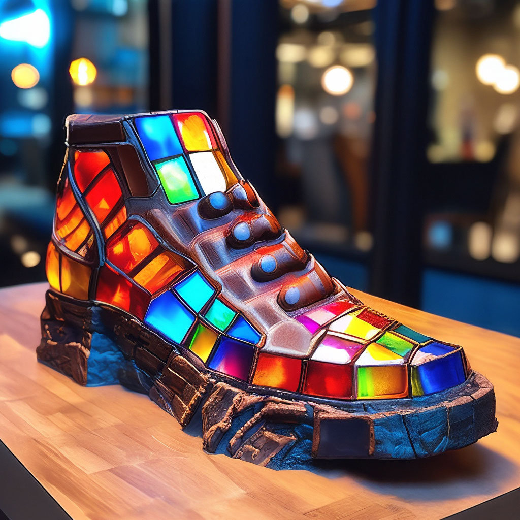 "Men's shoes made of necklace of brick Gothic window stained glass ...