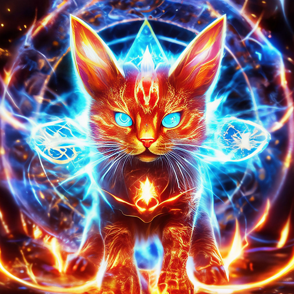 "Axicat Gift An epic fractal fire rabbit cat bursts out of the Open ...