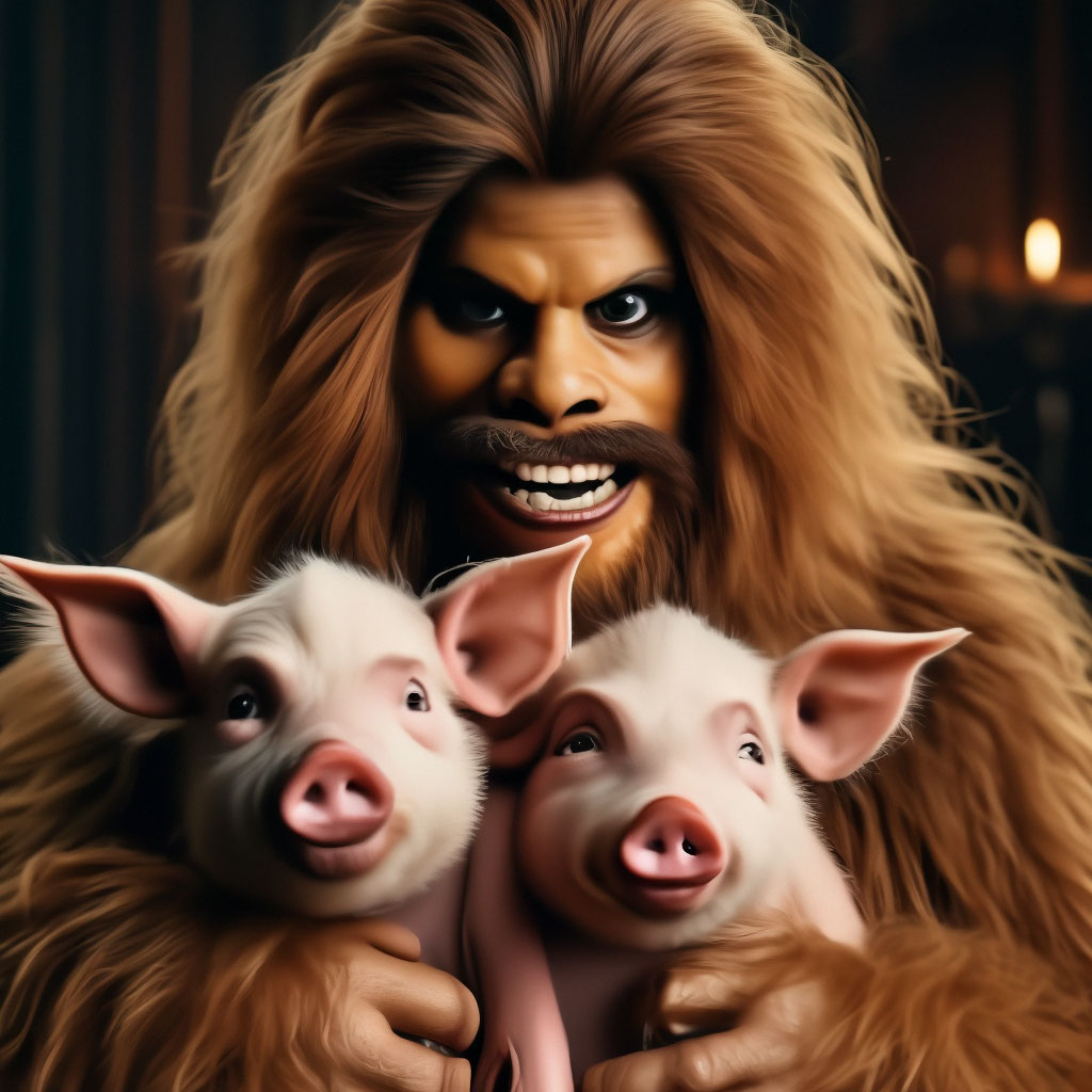 "A very scary hybrid of Maximagalkin, Siamese twins-chewbacca, suckling ...