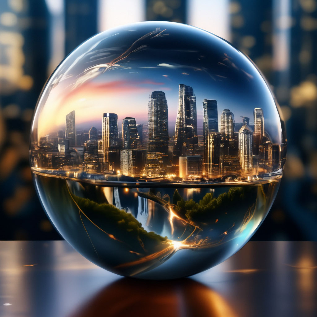 "A city in a glass ball + lumen + aesthetically pleasing + realistic ...