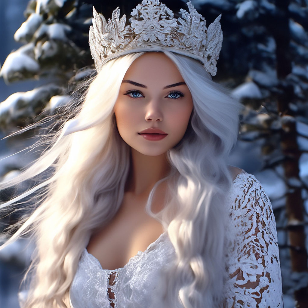 "Winter in the image of a girl, long eyelashes, a beautiful refined ...