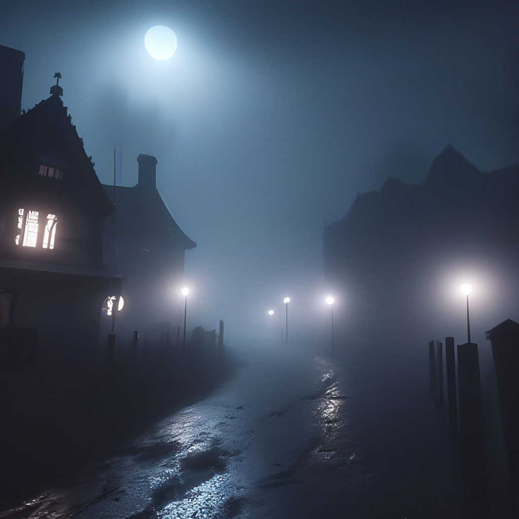 "Horror, horror, nightmare, night, fog, moon, realistic, 4k, high ...