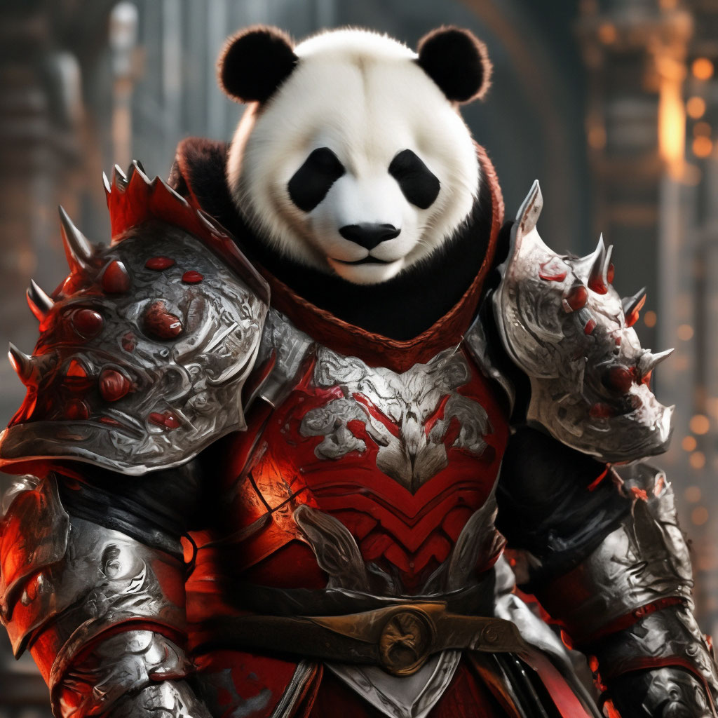 "Demon panda in armor" — image created in Shedevrum