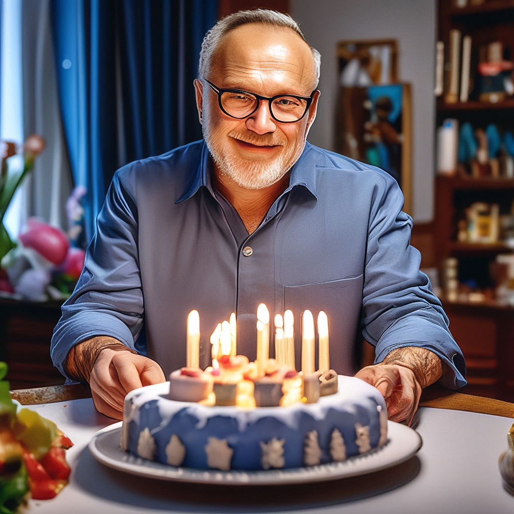 "Birthday cake for a man 55 years old, And Bazhenof , hyperdetalization ...