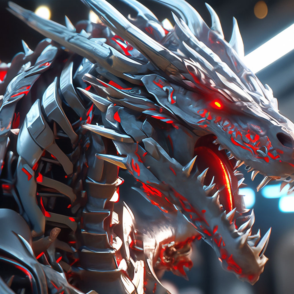 "Biomechanical dragon, carnage style, 3D, iso100, 4K, hyper-quality ...