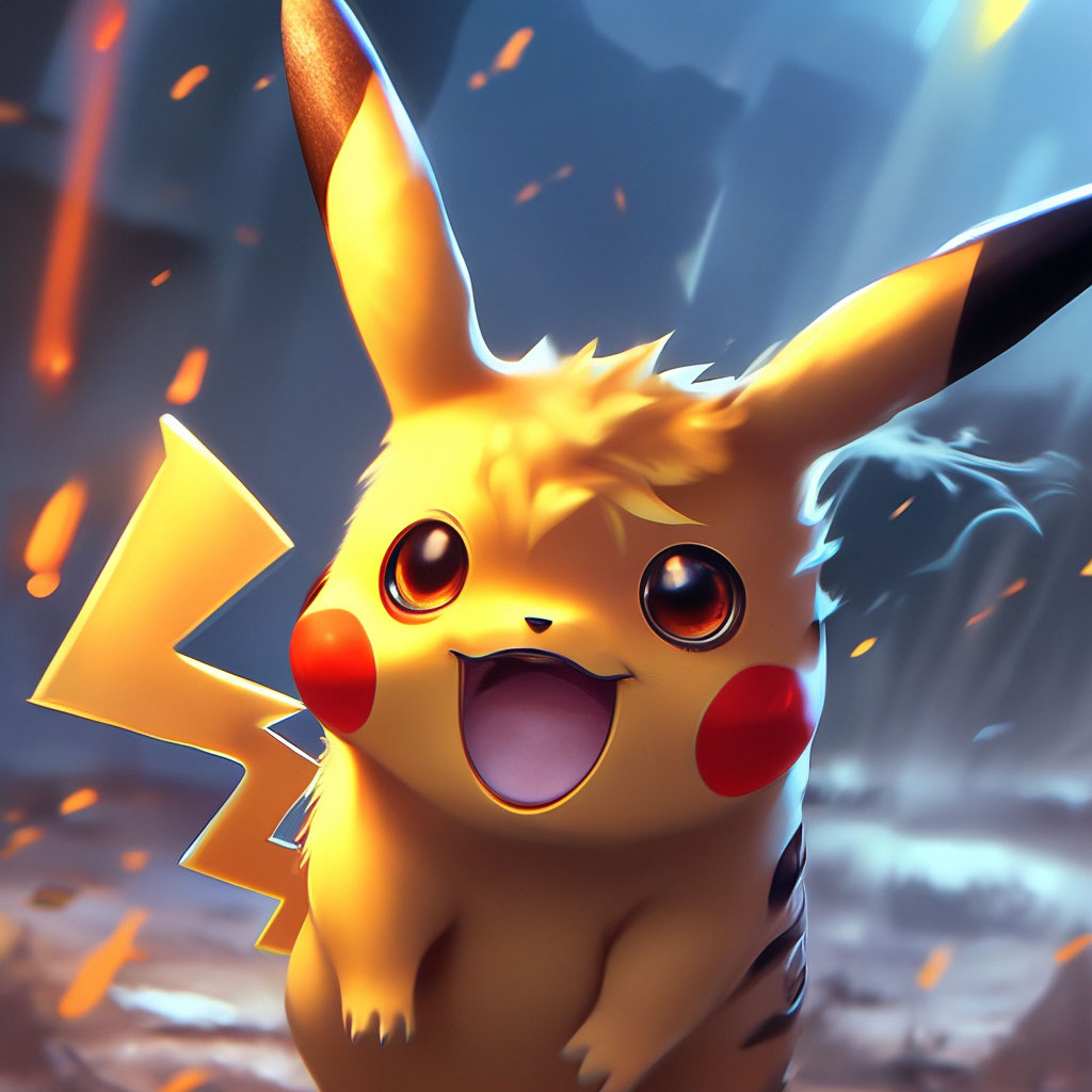 "Pikachu,cute,cartoon,beautiful,close-up,blurry background,big eyes ...