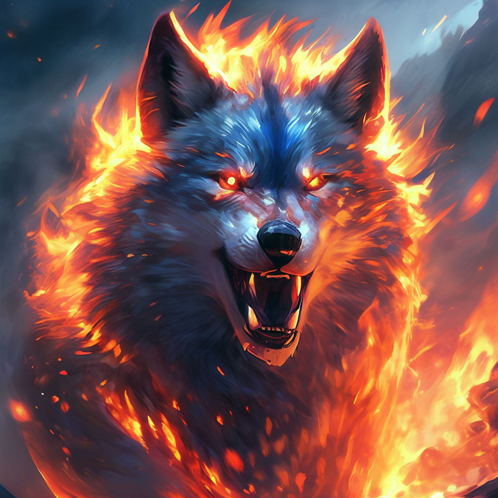 "The fire wolf" — image created in Shedevrum