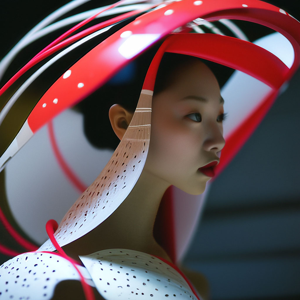 "Kinetic skeleton of Luna Maiko-A woman in a big hat by Japanese artist ...