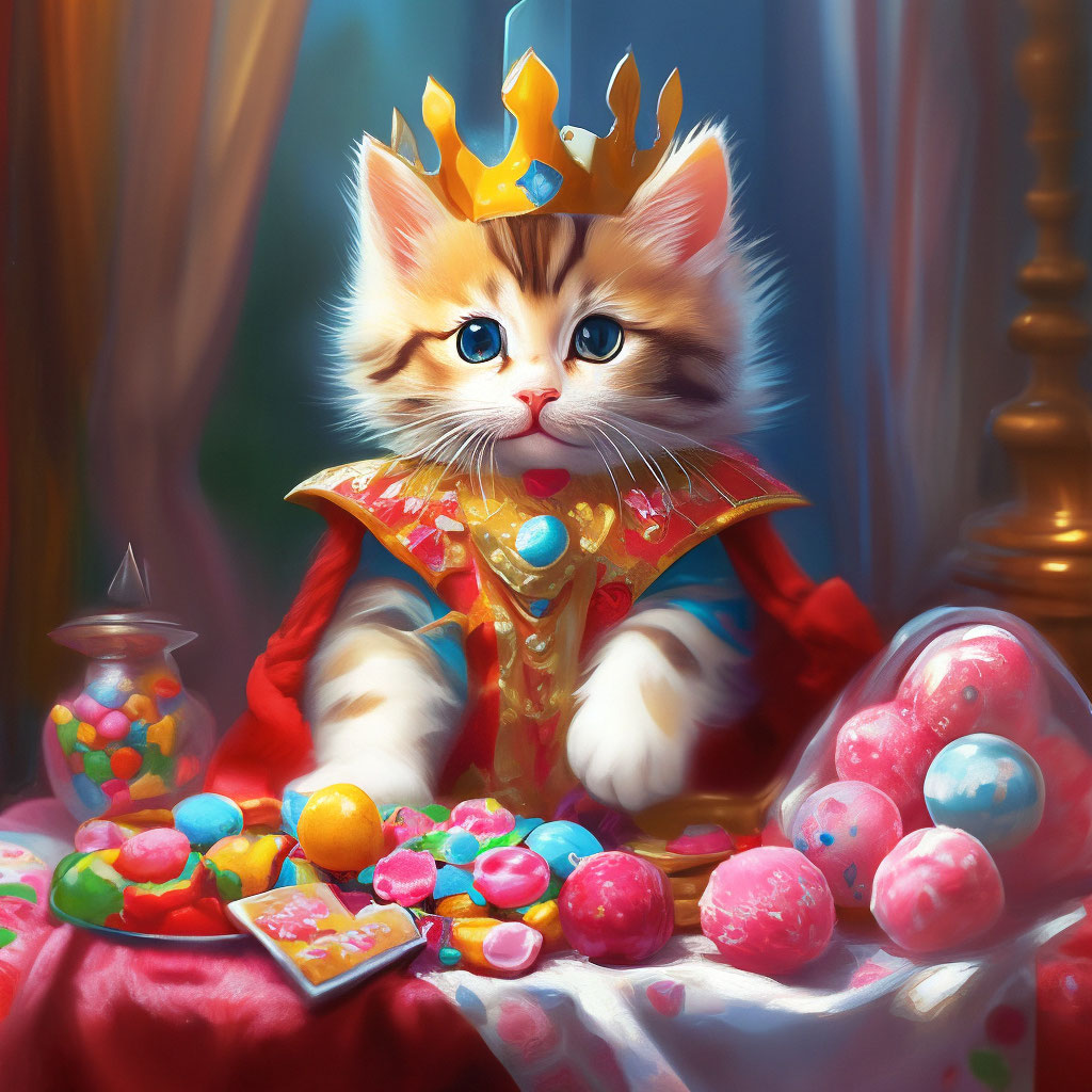 "The kitten is the king of sweets" — image created in Shedevrum